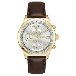 Chronograph BOSS "STRATUS", braun, goldfarben, Armbanduhren, Herren, Chronograph, Quarzuhr, Armbanduhr, Herrenuhr, Lederarmband, analog, Tag