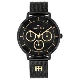 Multifunktionsuhr Tommy Hilfiger "Tea", schwarz, Armbanduhren, Herren, Quarzuhr, Armbanduhr, Damenuhr, Edelstahlarmband, analog