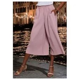Culotte Lascana, Damen, Gr. 44/46, N-Gr, mauve, Obermaterial: 95% Polyester, 5% Elasthan, unifarben, Basic, Hosen Culotte, in weiter Form mit Plisseefalten