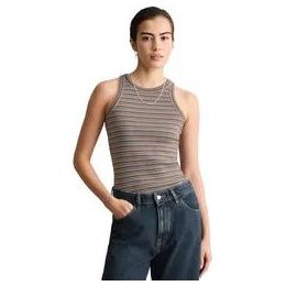 Marc O'Polo T-Shirt MARC O'POLO DENIM "aus reinem Organic Cotton", Damen, Gr. L, medium braun, Obermaterial: 95% Baumwolle, 5% Elasthan, gestreift, slim fit, Rundhals, Shirts T-Shirt