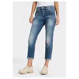 Boyfriend-Jeans Herrlicher "Shyra Cropped Denim Stretch", Damen, Gr. 31, N-Gr, surfer repair, Denim/Jeans, Obermaterial: 98% Baumwolle, 2% Elasthan, Destroyed-Effekte, 7/8-L&auml;nge, Jeans, mit Abn&auml;hern, Umschlagsaum