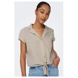 Kurzarmbluse Only "ONLTHYRA LIFE CAPSLEEVE SHIRT WVN", Damen, Gr. S (36), oxford tan, Web, Obermaterial: 100% Baumwolle, unifarben, regular fit kurz, V-Ausschnitt, Blusen, Baumwolle, regular fit