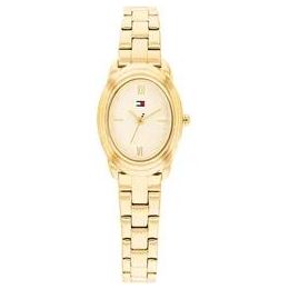 Quarzuhr Tommy Hilfiger "Demi Oval", goldfarben, Armbanduhren, Damen, Quarzuhr, Armbanduhr, Damenuhr, Edelstahlarmband, analog