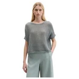 Marc O'Polo Strickpullover MARC O'POLO "aus Organic Cotton-Leinen-Mix", Damen, Gr. L, quiet sea, Obermaterial: 90% Baumwolle, 10% Leinen, unifarben, Rundhals, Pullover Strickpullover