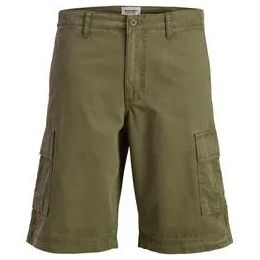 Jack & Jones Cargoshorts JACK & JONES "JPSTCOLE MATTY CARGO SHORT MID", Herren, Gr. S, N-Gr, olive night, Web, Obermaterial: 100% Baumwolle, unifarben, relaxed fit knielang, Hosen