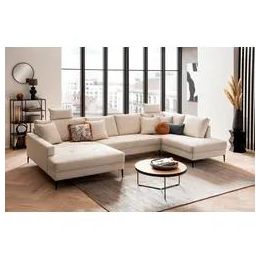 Wohnlandschaft TRENDS BY HG "Summer U-Form", cream, B:360cm H:86cm T:196cm, Sofas, Wohnlandschaft, in Cord-Stoff mit Metallfu&szlig;