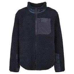 Winterjacke Urban Classics "Urban Classics Herren Boys Sherpa Jacket", M&auml;dchen, Gr. 110/116, midnightnavy, 100% Polyester, mehrfarbig, normal, amerikanischer Ausschnitt, Jacken Winterjacke