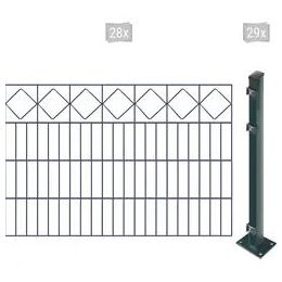 Doppelstabmattenzaun Arvotec "EASY 80 zum Aufschrauben "Karo" mit Zierleiste", grau (anthrazit), H:80cm, Kunststoff, Stahl, Zaunelemente, Zaunh&ouml;he 80 cm, Zaunl&auml;nge 2 - 60 m