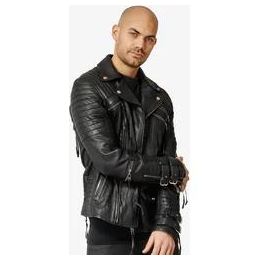 Lederjacke Trueprodigy "Jackson mit Absteppungen und Zippern", Herren, Gr. XXL, schwarz, Obermaterial: 100% Schafsleder sheepskin., slim fit, Jacken