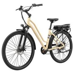 E-Bike MAXTRON "Maxtron Urban 7 E-Citybike 28 Zoll" Gr. 45, beige, schwarz, Elektrofahrr&auml;der, 45cm, 20 Zoll (50,80cm), Tiefeinsteiger f&uuml;r Damen