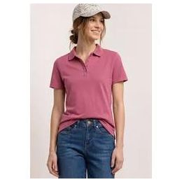 Poloshirt Street One, Damen, Gr. 44, schwarz clouded blush, Web, 97% Baumwolle, 3% Elasthan, unifarben, normal normal, hoch geschlossener Ausschnitt, abgesteppt, Shirts, aus Baumwolle mit Stretchante