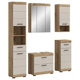Badm&ouml;bel-Set Welltime "Siena, 5 teilig, bestehend aus:", evoke oak nachbildung, kaschmir matt, B:164cm H:191cm, Holzwerkstoff, MDF, Kastenm&ouml;bel-Sets, Badm&ouml;bel-Set