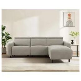 Ecksofa OTTO HOME "SKAANE Struktur, L-Form, 274 cm, manuelle/elektrische Relaxfunktion", creme, B:274cm H:100cm T:181cm, 100% Polyester, Sofas, Ecksofa, 274 cm, mit Kopfteilverstellung und man. oder elektr. Relaxfunktion