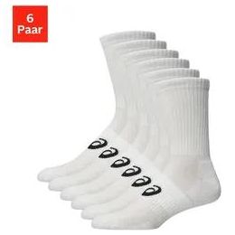 Sportsocken asics "6 PACK CREW SOCK", Damen, Gr. M (39/42), brilliant wei&szlig;, Obermaterial: 70% Baumwolle, 16% Nylon, 11% Polyester, 3% sonstige Fasern, Socken Sportsocken, f&uuml;r Fitness, mit Mesh-Knit-Gewebe, mit D&auml;mpfung