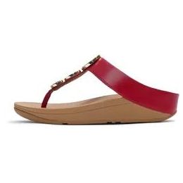 Dianette fitflop "HALO BEAD-CIRCLE METALLIC TOE-POST SANDALS", Damen, Gr. 39, rot, Lederimitat, Glitzer, metallic, Schuhe Dianette, Pool Slides, Pantolette mit d&auml;mpfender Zwischensohlentechnologie