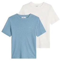 Marc O'Polo T-Shirt MARC O'POLO DENIM "T-Shirt T-Shirt, SSL, Logo Print, Reg 2er Pack", Damen, Gr. L, bunt (wei&szlig;, hellblau), Obermaterial: 100% Baumwolle CO., Shirts T-Shirt