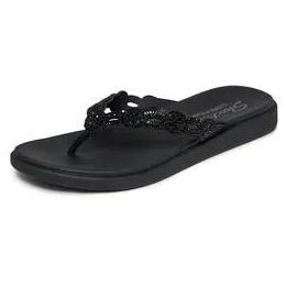Zehentrenner Skechers "MEDITATION LUXE", Damen, Gr. 40, schwarz unifarben, Lederimitat, Glitzer, Schuhe Zehentrenner, Strandschuh, Sommerschuh, Badeschuh mit Schmucksteinchen