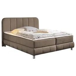 Boxbett Home Affaire, hellbraun, B:207cm L:207cm, Komplettbetten, Boxbett, inkl. Topper