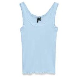 V&eacute;ro Moda Tanktop VERO MODA "VMNANA LACE TANK TOP JRS NOOS", Damen, Gr. L, ice water, Jersey, Obermaterial: 96% Baumwolle, 4% Elasthan, unifarben, normal, Rundhals, Tops Tanktop, Baumwollmischung