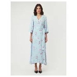 A-Linien-Kleid Y.A.S "YASSAVANNA 3/4 WRAP LONG DRESS S. NOOS", Damen, Gr. M, N-Gr, skyway aop:botalia, Web, Obermaterial: 100% Viskose, bedruckt, lang, V-Ausschnitt, Kleider, Sommerkleid aus Viskose mit Wickel-Optik