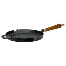 Grillpfanne RONNEBY BRUK "Maestro Pfanne, &Oslash; 28 cm, mit Holzgriff & Gegengriff", schwarz, mit buchenholzgriff, B:28cm H:8cm L:57cm, Pfannen