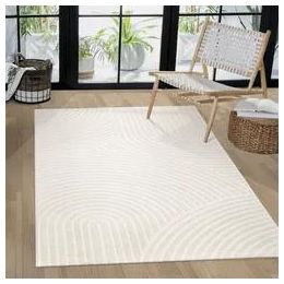 Teppich Paco Home "Luzern 652", beige (creme), B:120cm H:13mm L:170cm, Polyester, Teppiche, Teppich, Kurzflor, Uni Farben, Hoch-Tief-Struktur, Scandi Design