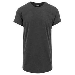 T-Shirt Urban Classics "Urban Classics Herren Long Shaped Turnup Tee", Damen, Gr. M, charcoal, 100% Baumwolle, unifarben, loose fit, Rundhals, Shirts T-Shirt