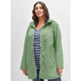 Outdoorjacke sheego, Damen, Gr. 50, eucalyptus, 65% Polyester, 35% Baumwolle, unifarben, Jacken Outdoorjacke