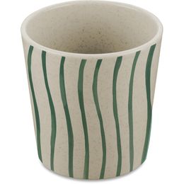 Becher Koziol "CONNECT CUP S MONSTERA STRIPES", beige (nature desert sand), B:7cm H:8cm, Holz, Kunststoff, Trinkgef&auml;&szlig;e, Becher, biozirkul&auml;r,recycelbar,melaminfrei,sp&uuml;lmaschinengeeignet,190ml