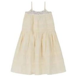 Minikleid RAFFYA "Swish Pin Tuck Embroidered Dress M&auml;dchen", M&auml;dchen, Gr. 110, beige, 100% Baumwolle, Kleider Minikleid