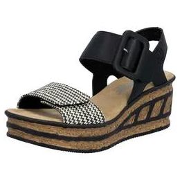 Keilsandalette Rieker "Rieker Sandalen Textil", Damen, Gr. 38, schwarz, beige, Textil, Schuhe
