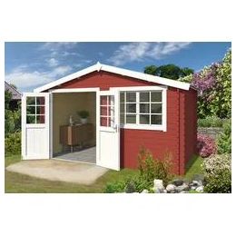 Gartenhaus Lasita Maja "Axel 230", rot (schwedenrot), ohne Fu&szlig;boden, ohne Dacheindeckung, Massivholz, Gartenh&auml;user, Gartenhaus, Blockbohlenhaus 28mm