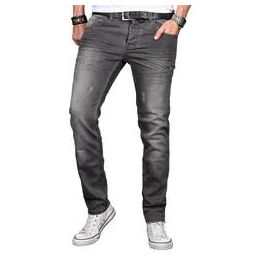 Slim-fit-Jeans Alessandro Salvarini "ASLuca", Herren, Gr. W38L36, L&auml;nge 36, grau (as049), Denim/Jeans, Obermaterial: 98% Baumwolle, 2% Elasthan, Destroyed-Effekte, leichte Abriebeffekte, slim fit, Jeans Slim-fit-Jeans, Stretch mit Elasthan