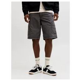 Jack & Jones Cargoshorts JACK & JONES "JPSTCOLE MATTY CARGO SHORT MID", Herren, Gr. XS, N-Gr, asphalt, Web, Obermaterial: 100% Baumwolle, unifarben, relaxed fit knielang, Hosen