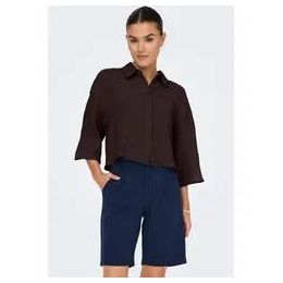 Jacqueline de Yong Hemdbluse JDY "JDYTHEIS LIFE 3/4 CROP SHIRT WVN NOOS", Damen, Gr. XL, chocolate torte, Web, Obermaterial: 100% Baumwolle, unifarben, regular fit taillenlang, Blusen Hemdbluse, Baumwolle, regular fit