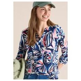 Shirtbluse Cecil, Damen, Gr. XL (44), universal blau, Web, 48% Baumwolle, 48% Modal, 4% Elasthan, gebl&uuml;mt, klassisch normal, Rundhals, elastischer Bund, Blusen, mit 3/4 &Auml;rmeln