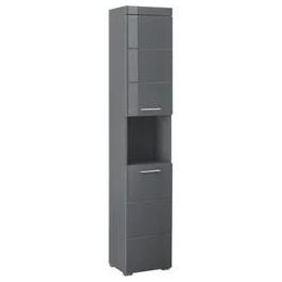 Hochschrank Welltime "Avena", grau, grau hochglanz, B:37cm H:190cm T:31cm, Schr&auml;nke, Hochschrank, Badschrank mit 2 T&uuml;ren & 1 Fach - (B/T/H) 37/31/190 cm