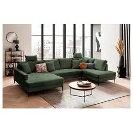Wohnlandschaft TRENDS BY HG "Summer U-Form", gr&uuml;n, B:360cm H:86cm T:196cm, Sofas, Wohnlandschaft, in Cord-Stoff mit Metallfu&szlig;