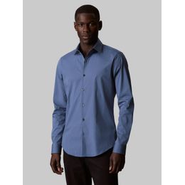 Businesshemd Calvin Klein "SLIM ESSENTIALS POPLIN STR SLD", Herren, Gr. 37, N-Gr, medium blau, Web, Obermaterial: 97% Baumwolle, 3% Elasthan, slim fit normal, Rundhals, 1-Knopf-Manschette, Hemden, Hemdkragen, slim fit