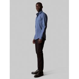 Businesshemd Calvin Klein "SLIM ESSENTIALS POPLIN STR SLD", Herren, Gr. 42, N-Gr, medium blau, Web, Obermaterial: 97% Baumwolle, 3% Elasthan, slim fit normal, Rundhals, 1-Knopf-Manschette, Hemden, Hemdkragen, slim fit