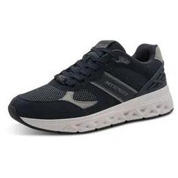 Sneaker Marco Tozzi, Herren, Gr. 43, navy, Leder, Synthetik, Textil, unifarben mit Farbeinsatz, Schuhe Sneaker, Freizeitschuh, Halbschuh, Schn&uuml;rschuh mit MT-Logo