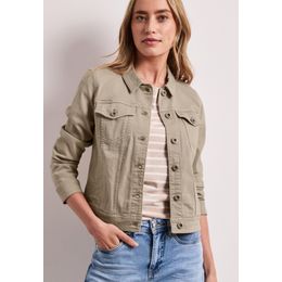 Jeansjacke Street One, Damen, Gr. 34, beige washed, Jeans, 92% Baumwolle, 6% Polyester, 2% Elasthan, unifarben, normal normal, V-Ausschnitt, B&uuml;ndchen, Jacken Jeansjacke, im Denim-Style