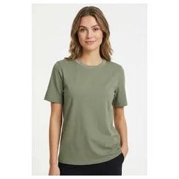 Kurzarmshirt Pieces "PCRIA SS LUREX NECK TEE JRS NOOS BC", Damen, Gr. XS, deep lichen gr&uuml;n detail:lurex rib, Jersey, Obermaterial: 100% Baumwolle, unifarben, regular fit normal, Rundhals, Shirts, mit Glitzerdetail