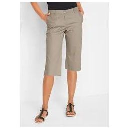 Longbermudas bonprix, Damen, Gr. 48, N-Gr, sand, Web, Obermaterial: 97% Baumwolle, 3% Elasthan, regular fit kniebedeckend, Hosen, aus Baumwolle mit Elasthan, Regular Fit, mit Komfortbund
