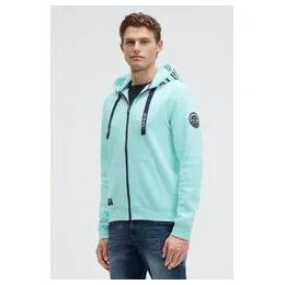 Kapuzensweatjacke CAMP DAVID, Herren, Gr. M, new aqua, Material: 50% Baumwolle, 50% Polyester, bedruckt, relaxed fit normal, hoch geschlossener Ausschnitt, eingesetzt Rippb&uuml;ndchen, Sweatjacken, mit Baumwolle