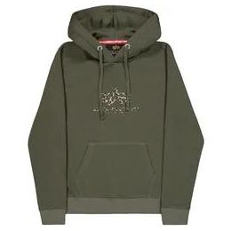 Kapuzensweatshirt Alpha Industries "Basic Hoodie BL Mirror Leo W", Damen, Gr. M, schwarz olive, Obermaterial: 80% Baumwolle, 20% Polyester, regular fit, Sweatshirts