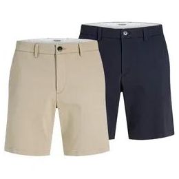Jack & Jones Chinohose JACK & JONES "JPSTMARCO DYLAN CHINO SHORTS SRT MP 2PK", Herren, Gr. XL, N-Gr, schwarz navy pack:string, Web, Obermaterial: 98% Baumwolle, 2% Elasthan, unifarben, regular fit, Hosen Chinohose