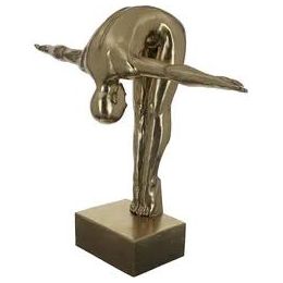 Dekofigur Gilde "Skulptur Cliffhanger Cliffhanger goldfarben H. 46,5 cm", goldfarben, B:56cm H:46,5cm T:17cm, Kunstharz, Dekofiguren