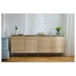 Kommode Tom Tailor HOME, light oak, B:110cm H:89cm T:42cm, Holzwerkstoff, Melamin, Spanplatte, Sideboards, Kommode, Sideboard mit 2 T&uuml;ren, Softclose,viel Stauraum mit Farbkick