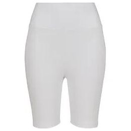 Stoffhose Urban Classics "Urban Classics Damen Ladies High Waist Cycle Shorts", Herren, Gr. M, US-Gr&ouml;&szlig;en, wei&szlig;, 95% Baumwolle, 5% Elasthan, unifarben, skinny fit, Hosen Stoffhose
